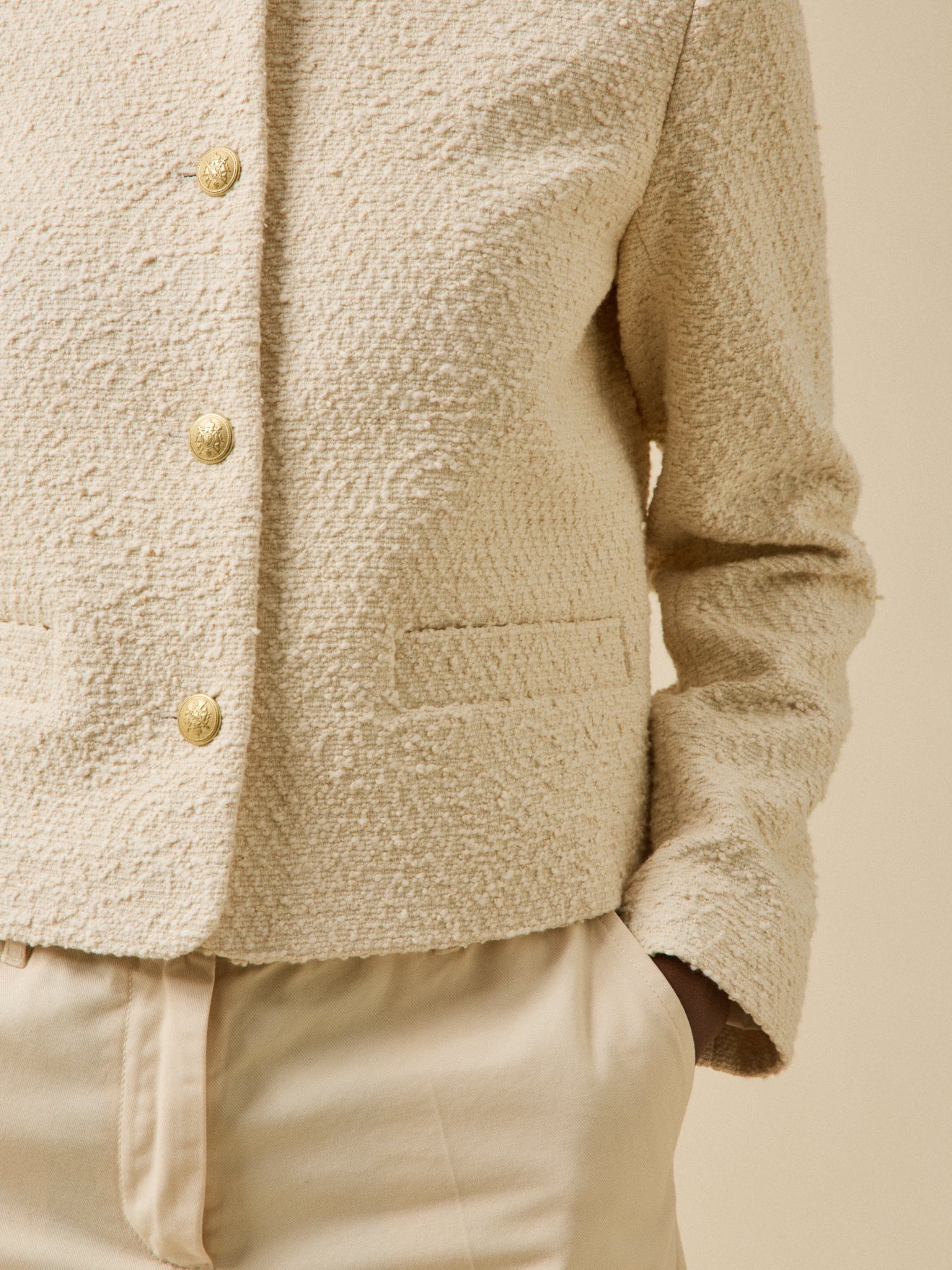 Women's plain tweed jacket with no collar - Cyrillus COM