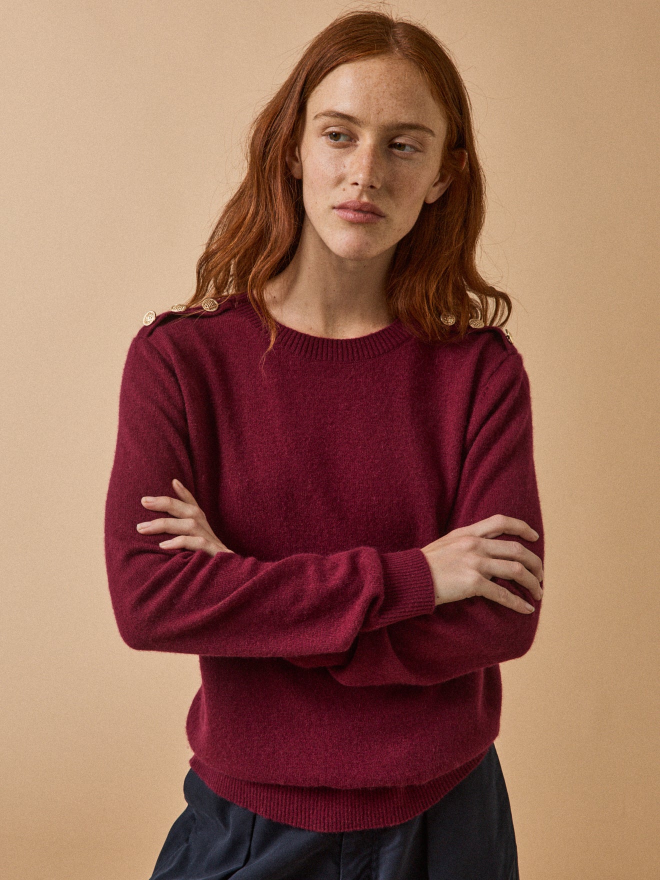 Women's sweater with button shoulders - The Cashmere Collection ...