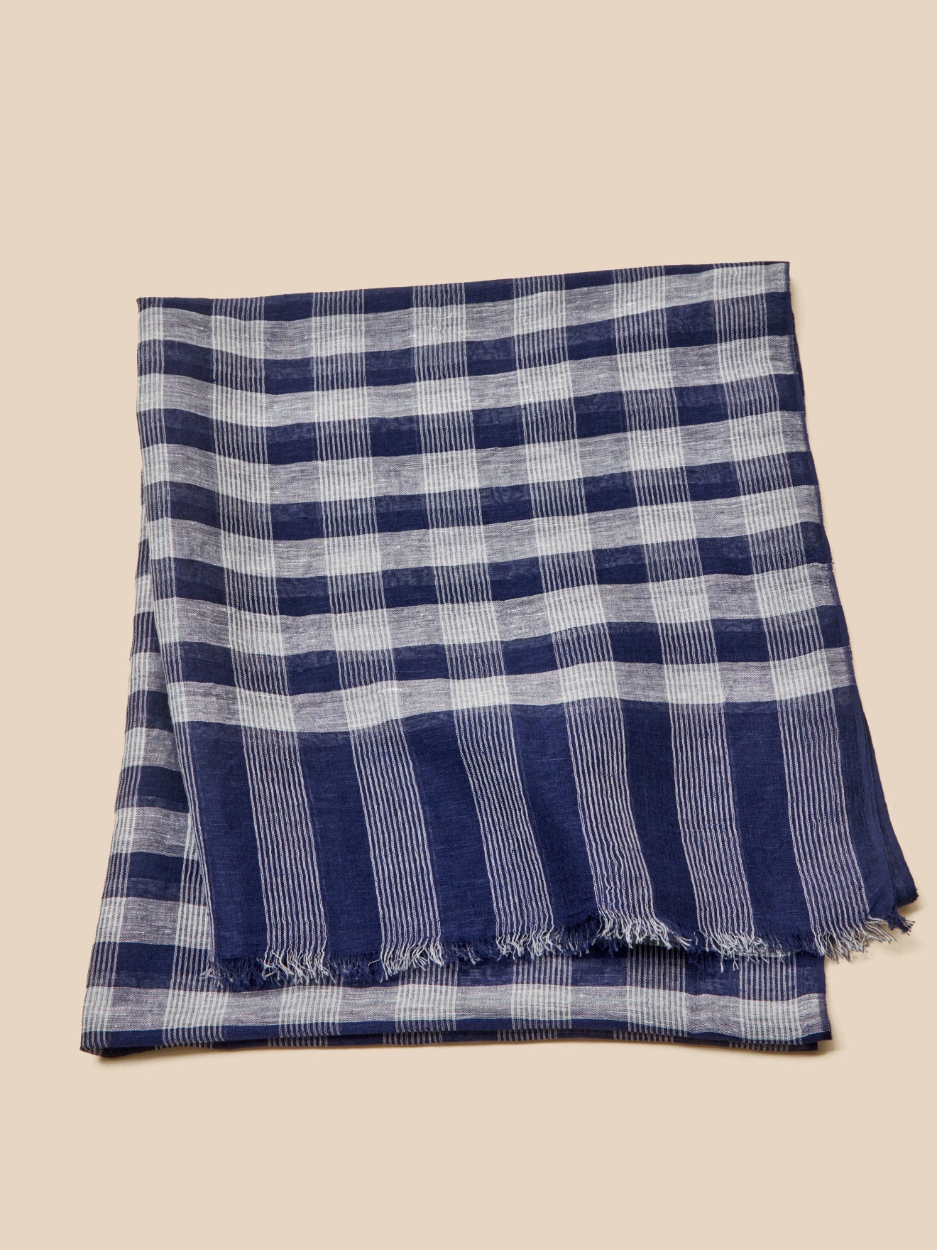 Adult linen and cotton gingham check cheche scarf - Cyrillus COM