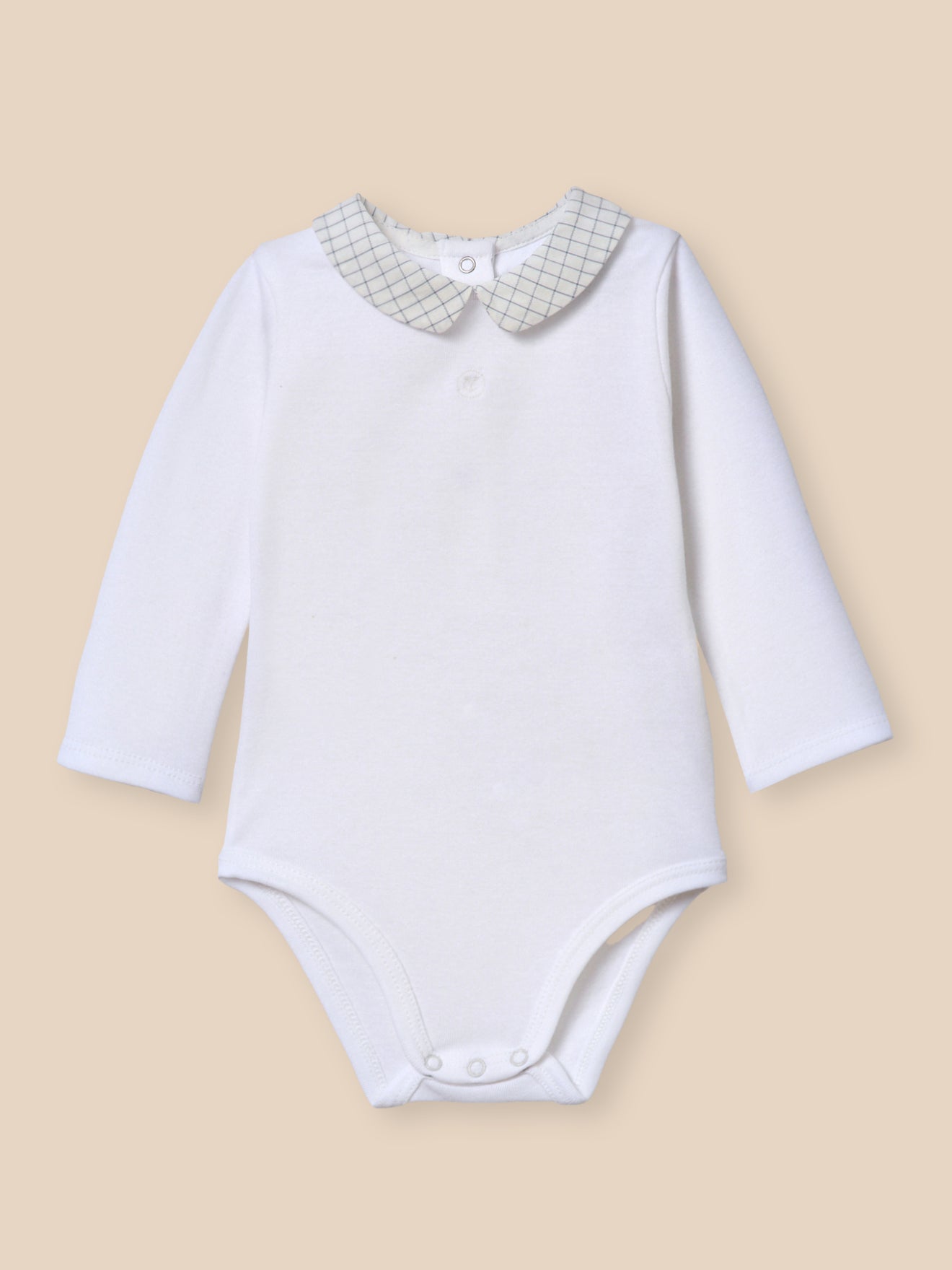 Baby bodysuit with checked collar - Organic cotton - Cyrillus COM
