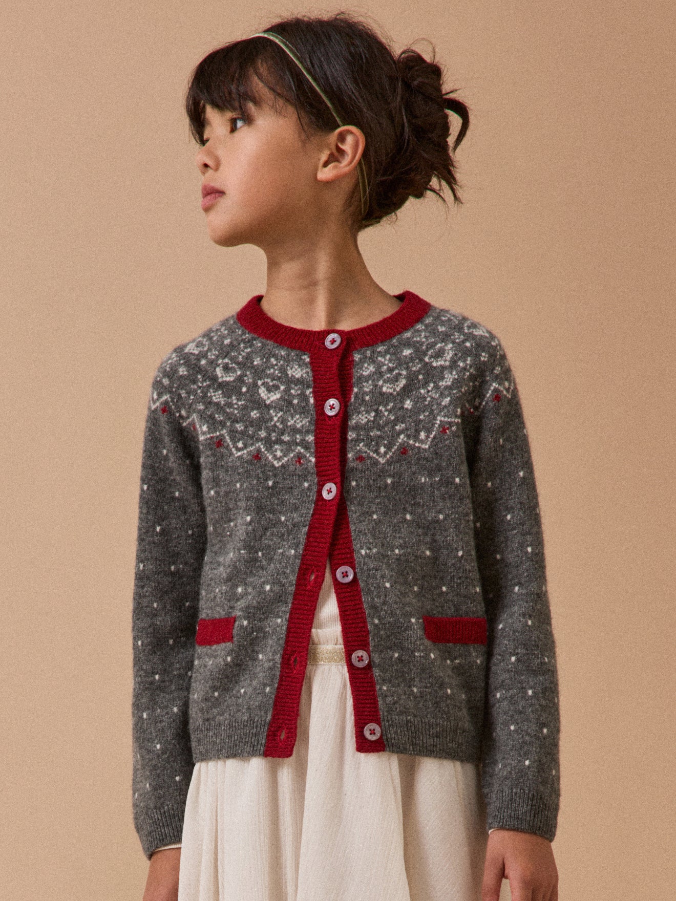Girl's jacquard wool cardigan - Cyrillus COM