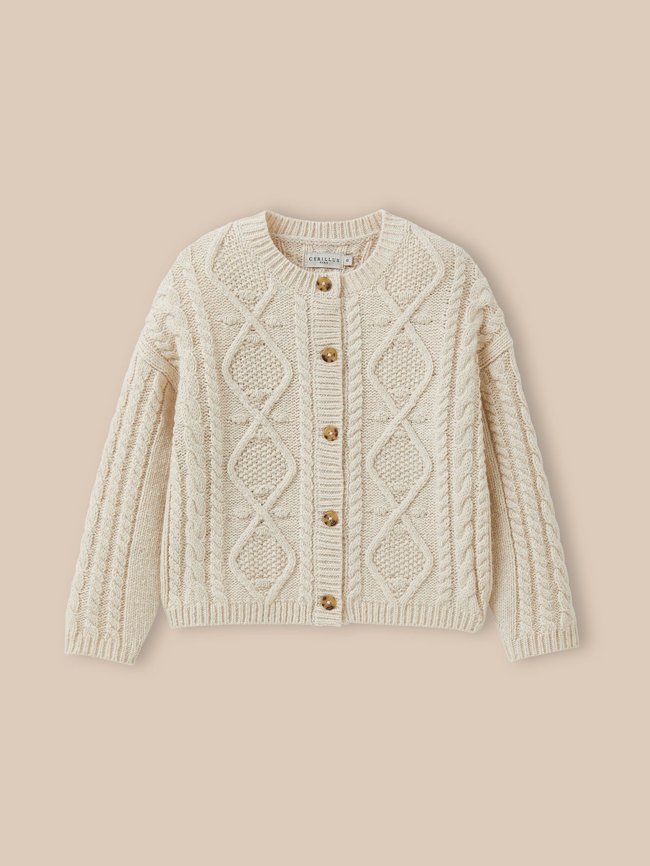 Girl's cable-knit RWS* wool cardigan - Cyrillus COM