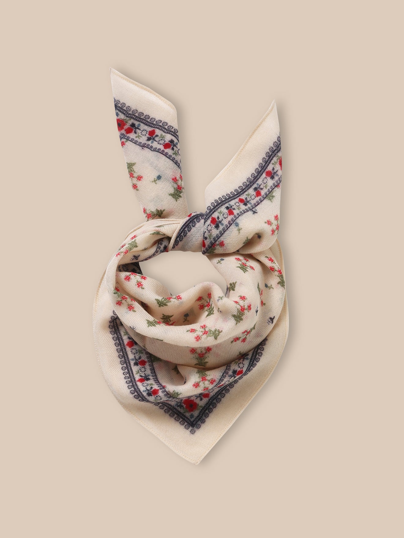 Girl's wool muslin scarf with bud motif - Cyrillus COM